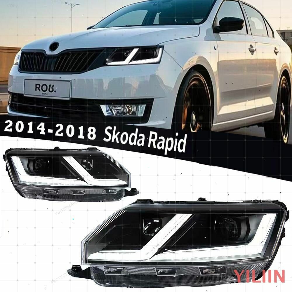 Головные фары с ДХО для Volkswagen / Skoda Rapid 2014–2018, замена передней оптики и обновление внешнего вида