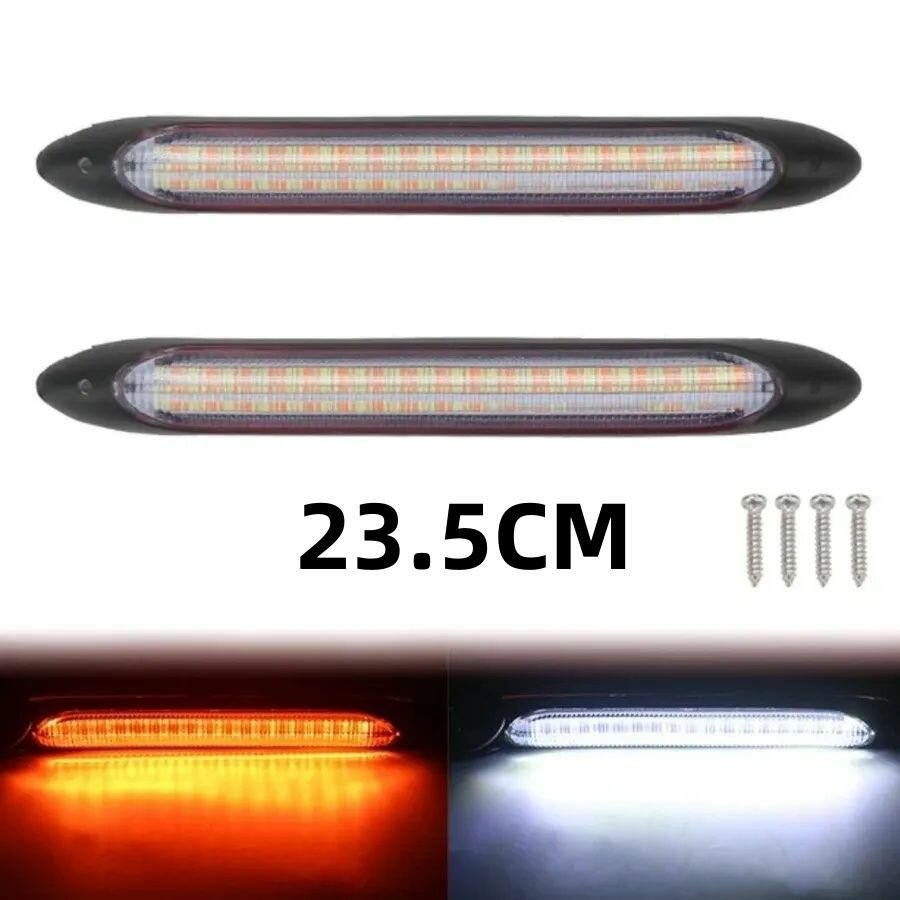 Светодиодная лента ДХО 23 LED, длина 23,5 см — комплект 2 шт для автомобиля (на бампер, решётку, нишу ПТФ) с динамическим поворотником