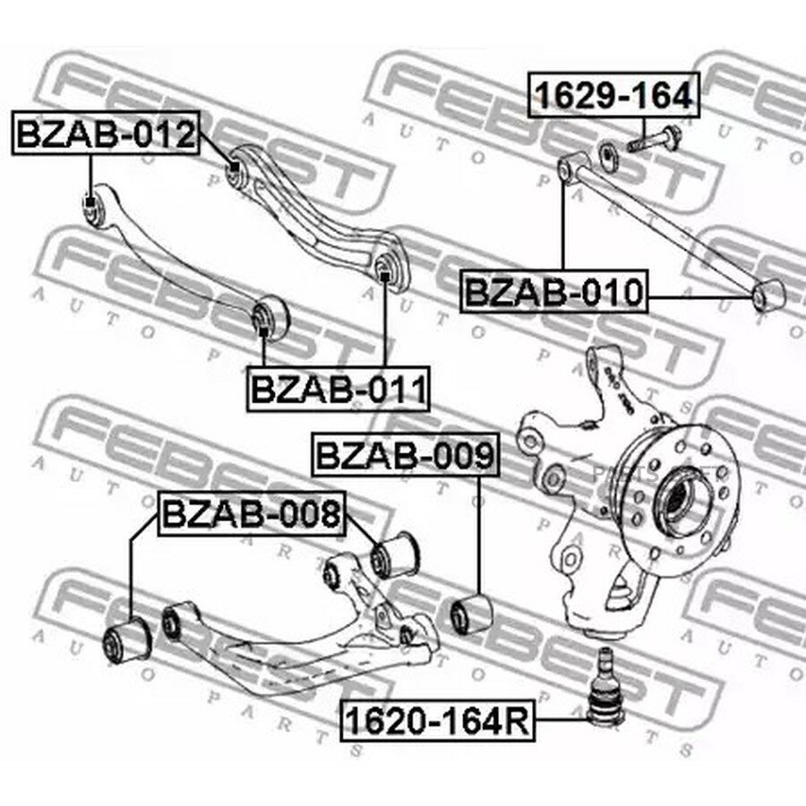 Болт эксцентрик Mercedes M (W164) 05-, GL (X164) 06-, GLE (W166) 15- \ FEBEST 1629-164 FEBEST 1629164 | цена за 1 шт