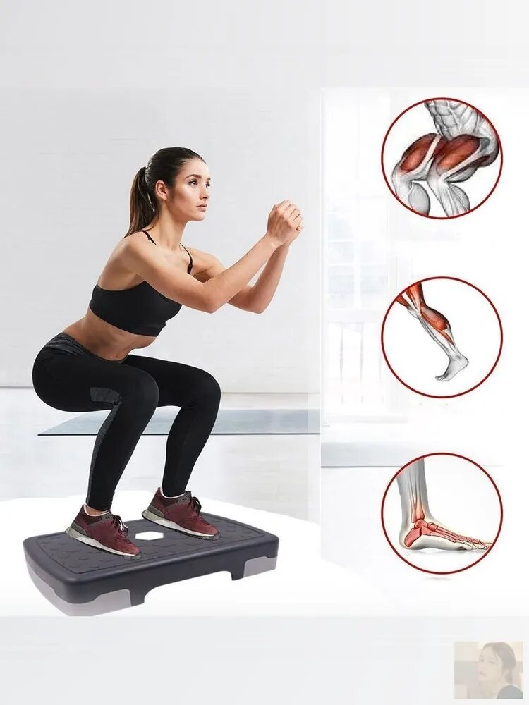 Степ платформа для фитнеса и аэробики, 45x29 см, 1 шт, пластик, черный/серый — фото 1