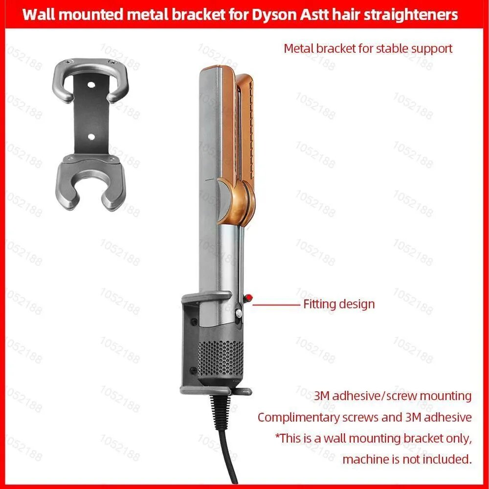 Держатель для ванной комнаты для выпрямителя Dyson Airstrait HT01 серый металлический