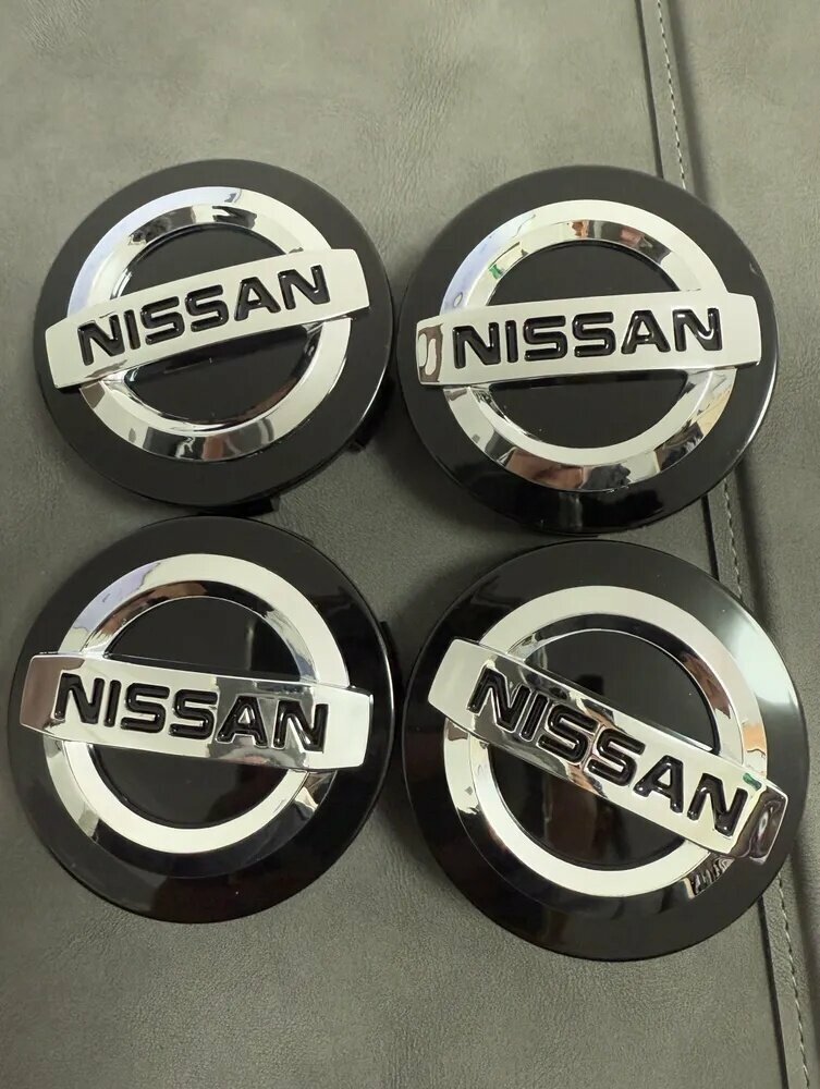 4шт, 59/57мм, Заглушки на диски Nissan Колпачок ступицы литого диска Ниссан чёрный