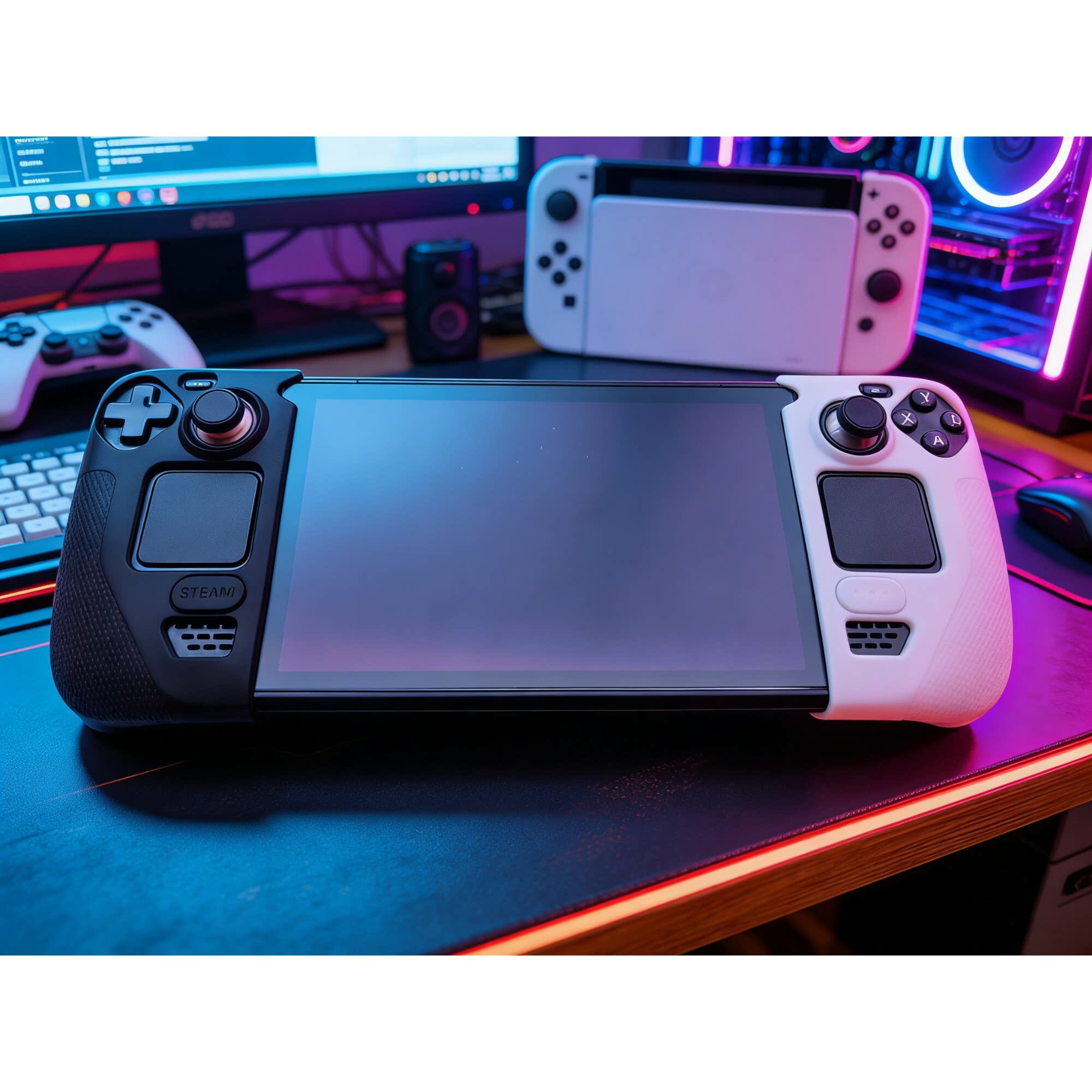 Официальный прочный твердый чехол для Steam Deck OLED/LCD, с раздельной конструкцией по бокам, черно-белая комбинация