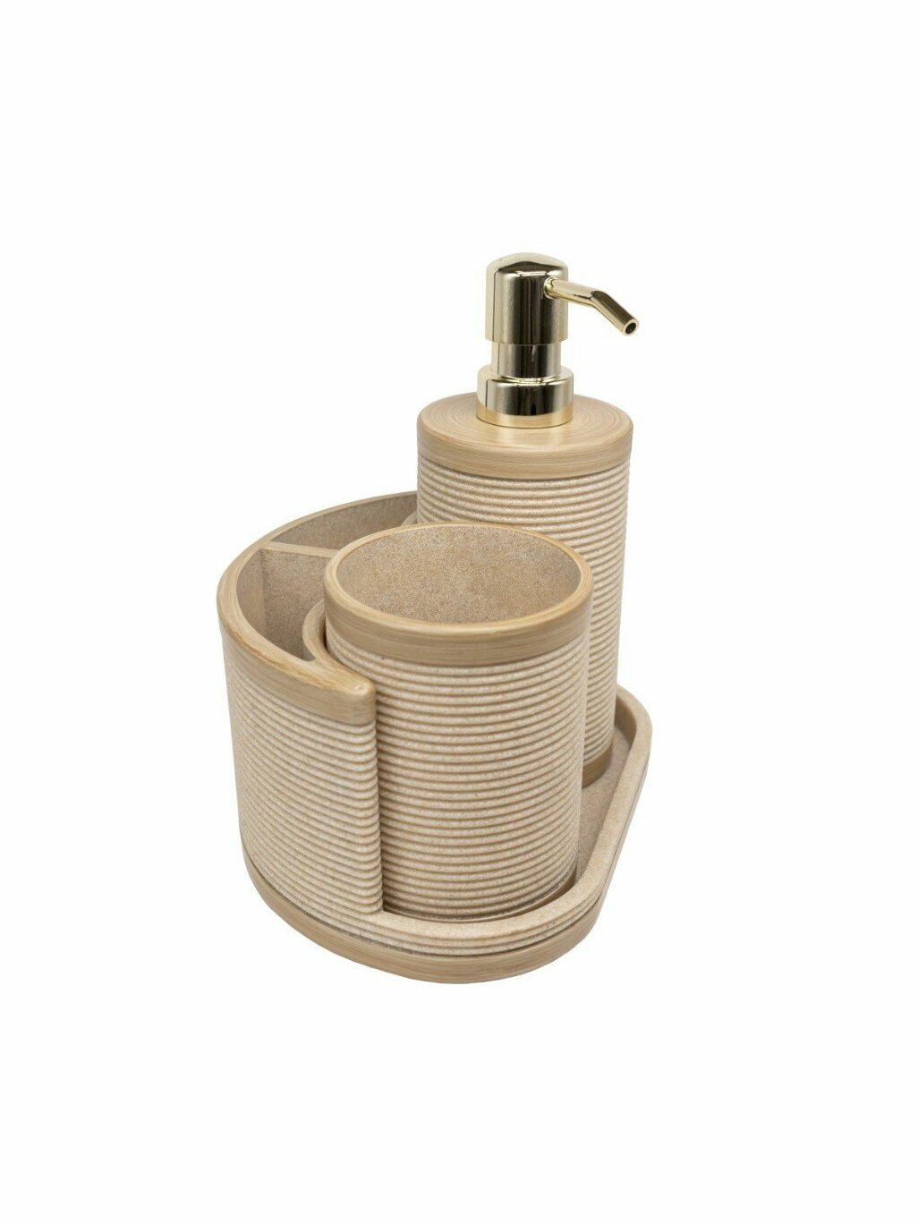 Набор для ванной Zenfort Джессика 3 предмета, бежевый, полирезина. Стильные аксессуары для ванной комнаты, артикул 106698.
