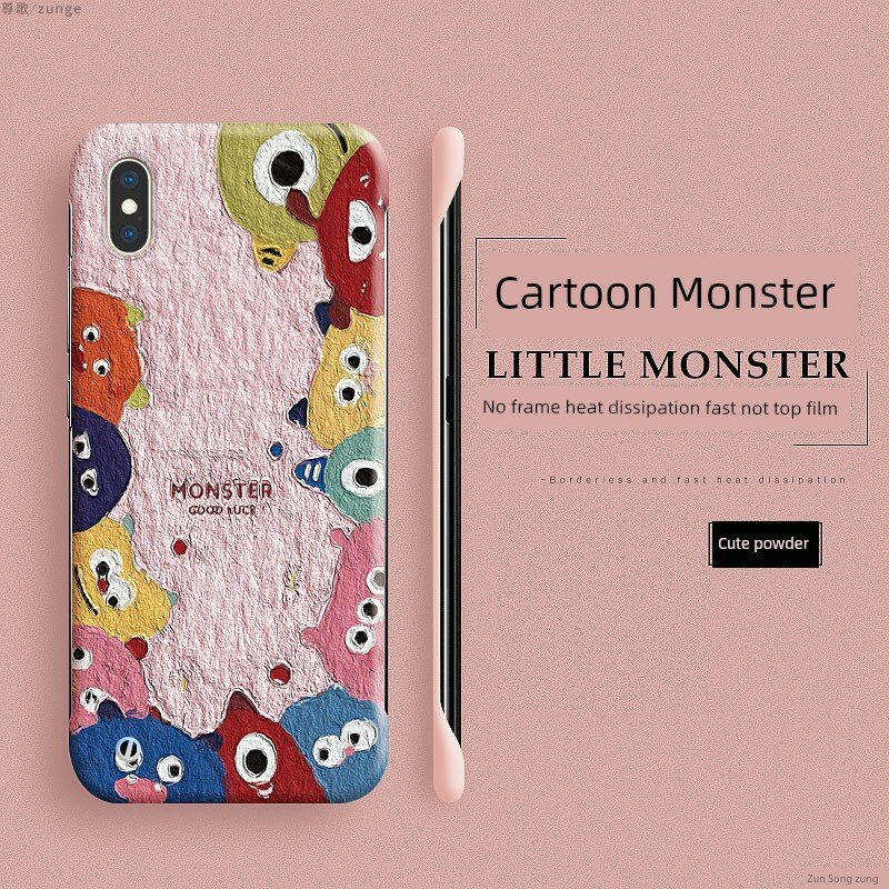 Чехол для iPhone XS серии Little Monster 2, безрамочный жесткий, цвет милый розовый, стиль масляной живописи