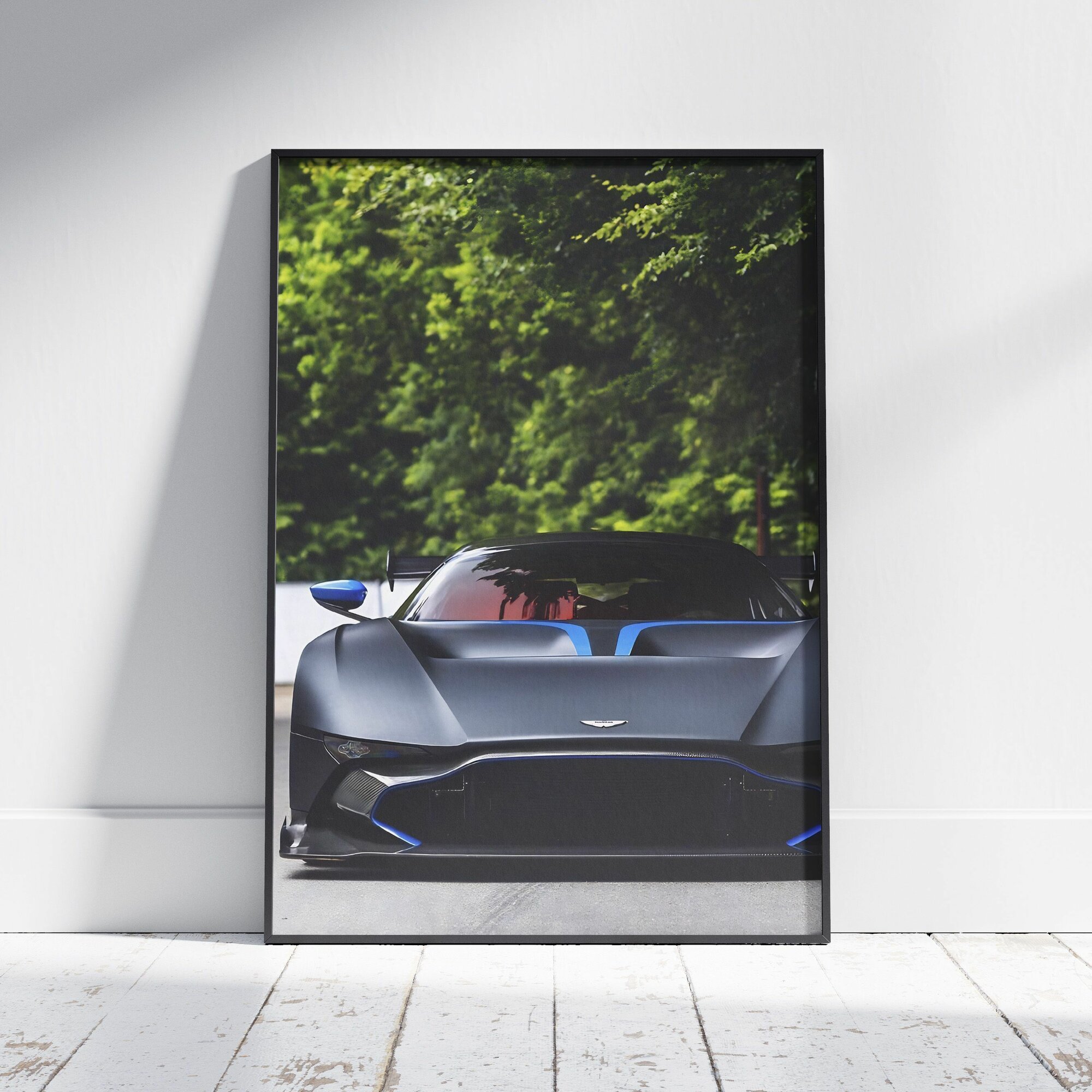 Плакат на стену для интерьера Спорткар (Aston Martin Vulcan 5) - Постер по спортивным гоночным машинам автомобилям формата А4 (21x30 см)