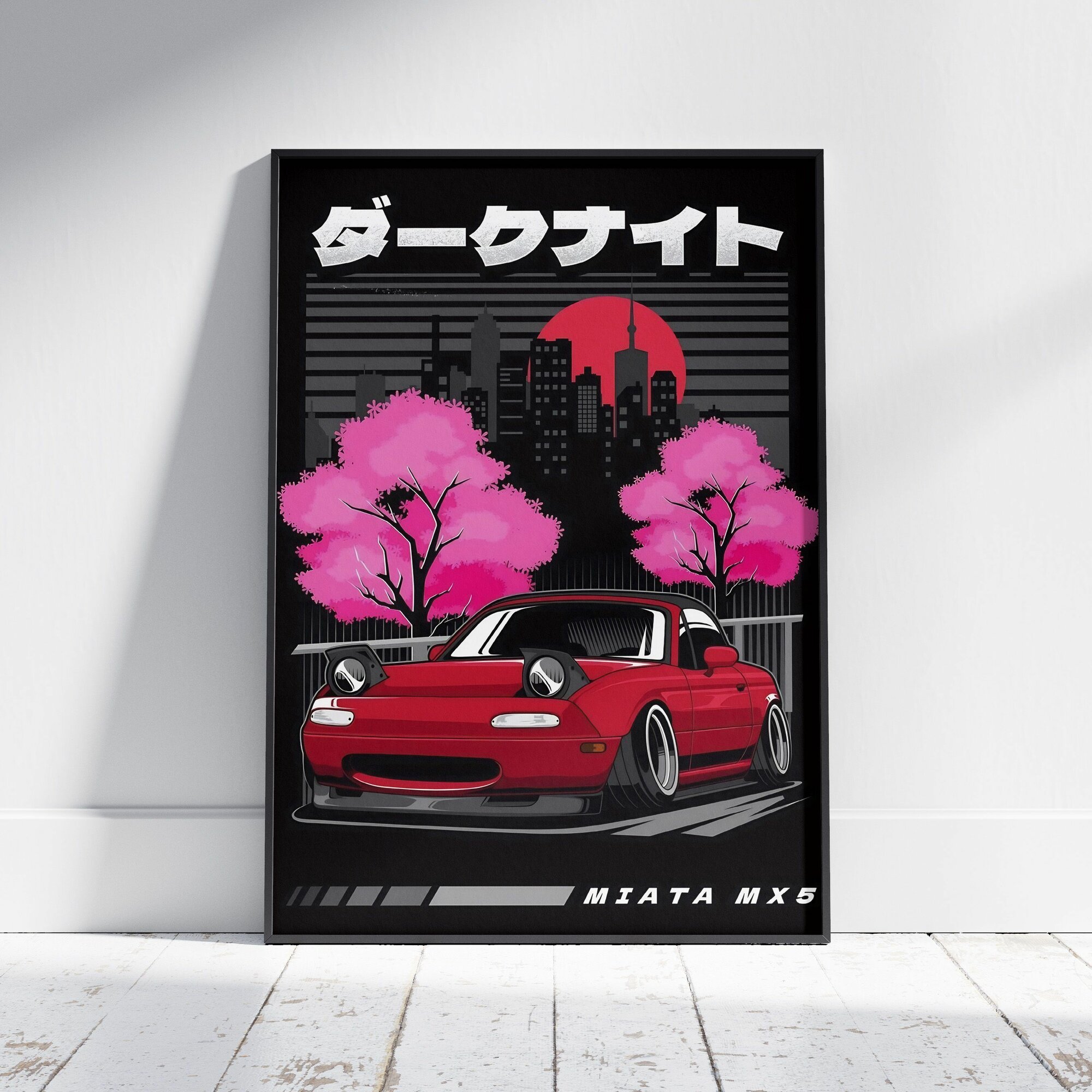 Плакат на стену для интерьера Культовые машины (Mazda MX 5 Miata 1) - Постер по легендарным и классическим ретро автомобилям формата А4 (21x30 см)