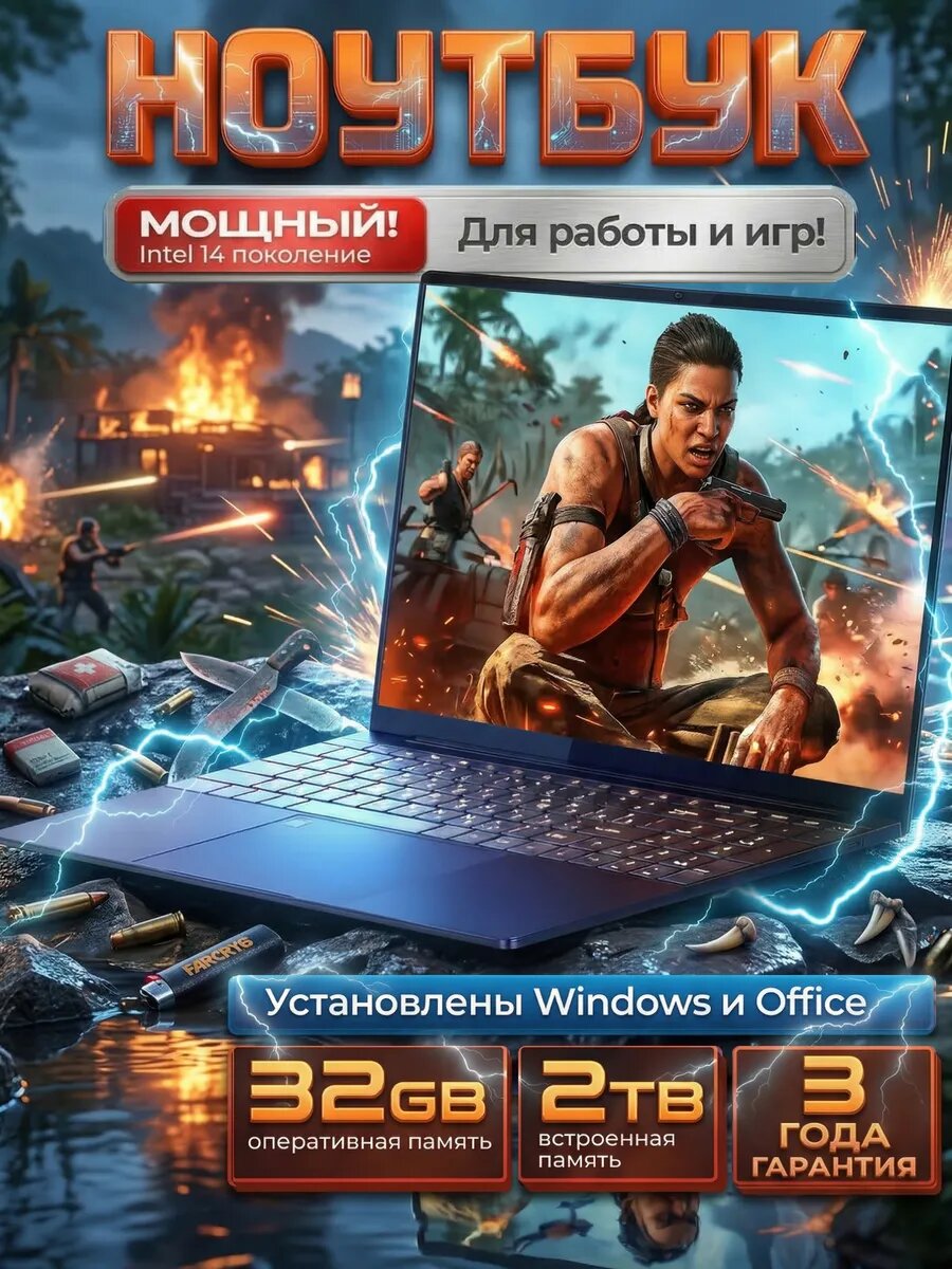 Ноутбук Intel Core i9-14900HX, 32GB RAM, 2048GB SSD, 2026 + Office
