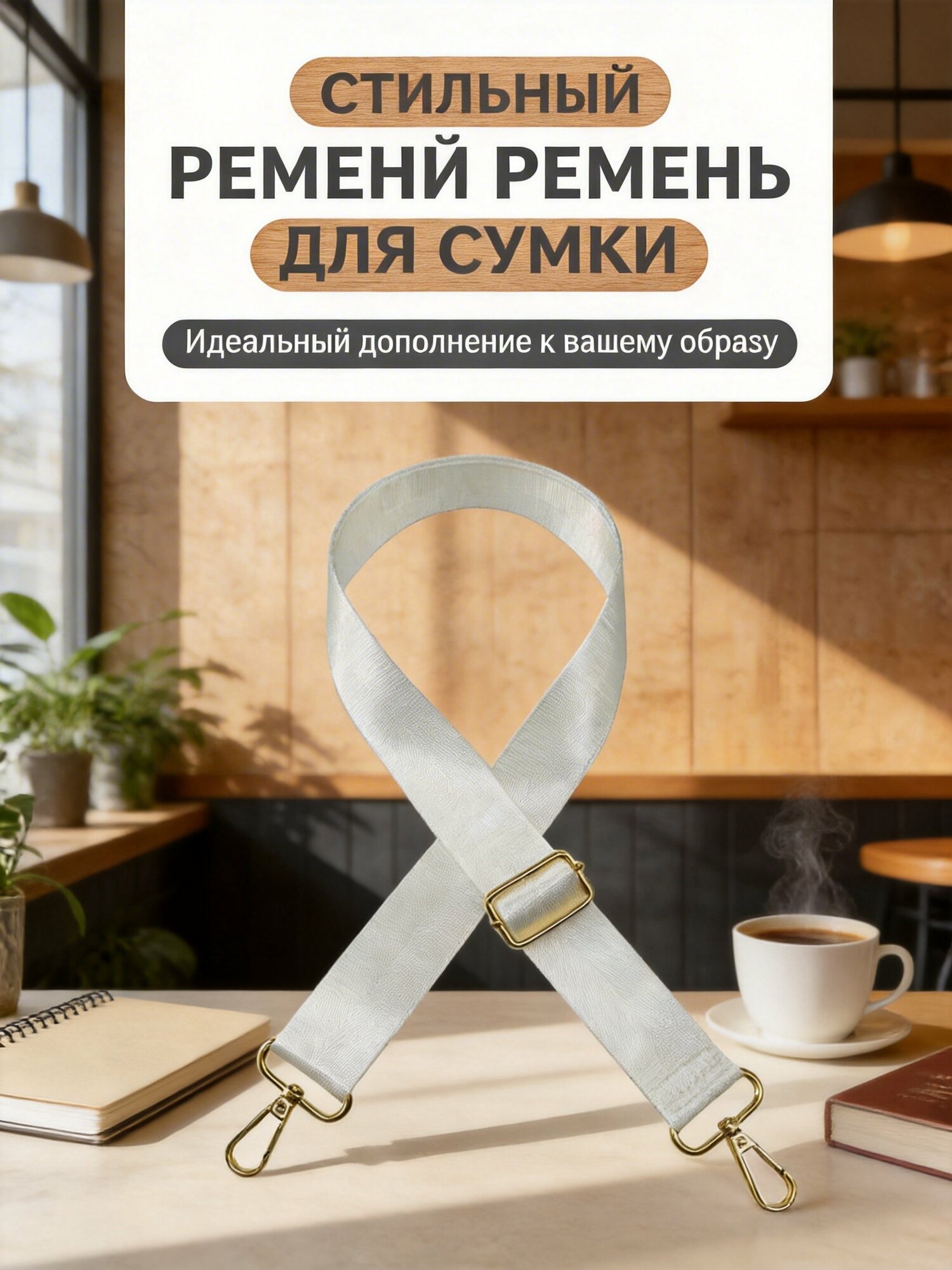 Регулируемый ремень для сумки, нейлоновый с прочной фурнитурой и застёжками для ношения на плече или через тело, длина 70-135 см ширина 3,2 см