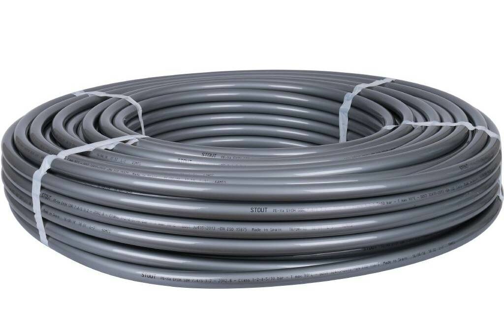 STOUT PE-Xa/EVOH 20х2,8 серая (бухта 100м) Труба из сшитого полиэтилена с кислородным слоем, универсальная