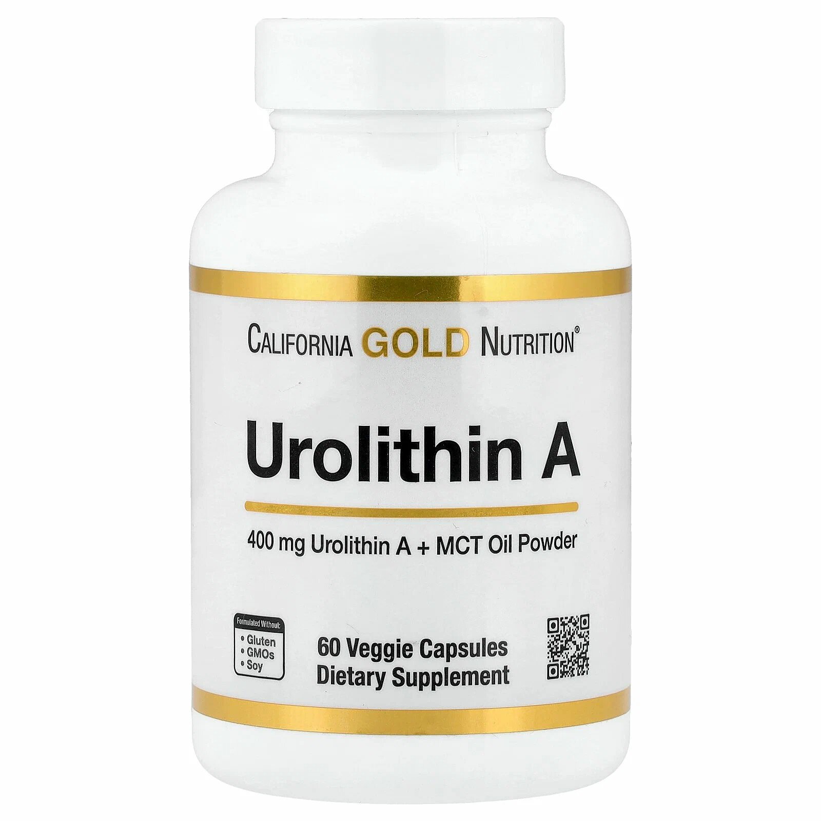California Gold Nutrition Urolithin A , уролитин A 400 мг и MCT маслом 100 мг, 60 вегетарианских капсул из США