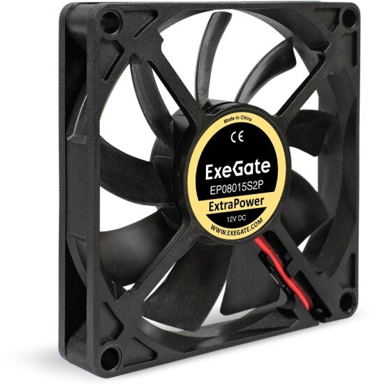 Вентилятор Exegate 12В DC EX08025H2P (80x80x25 мм, Hydraulic bearing (гидродинамический), 2pin, 2200RPM, 22dBA)