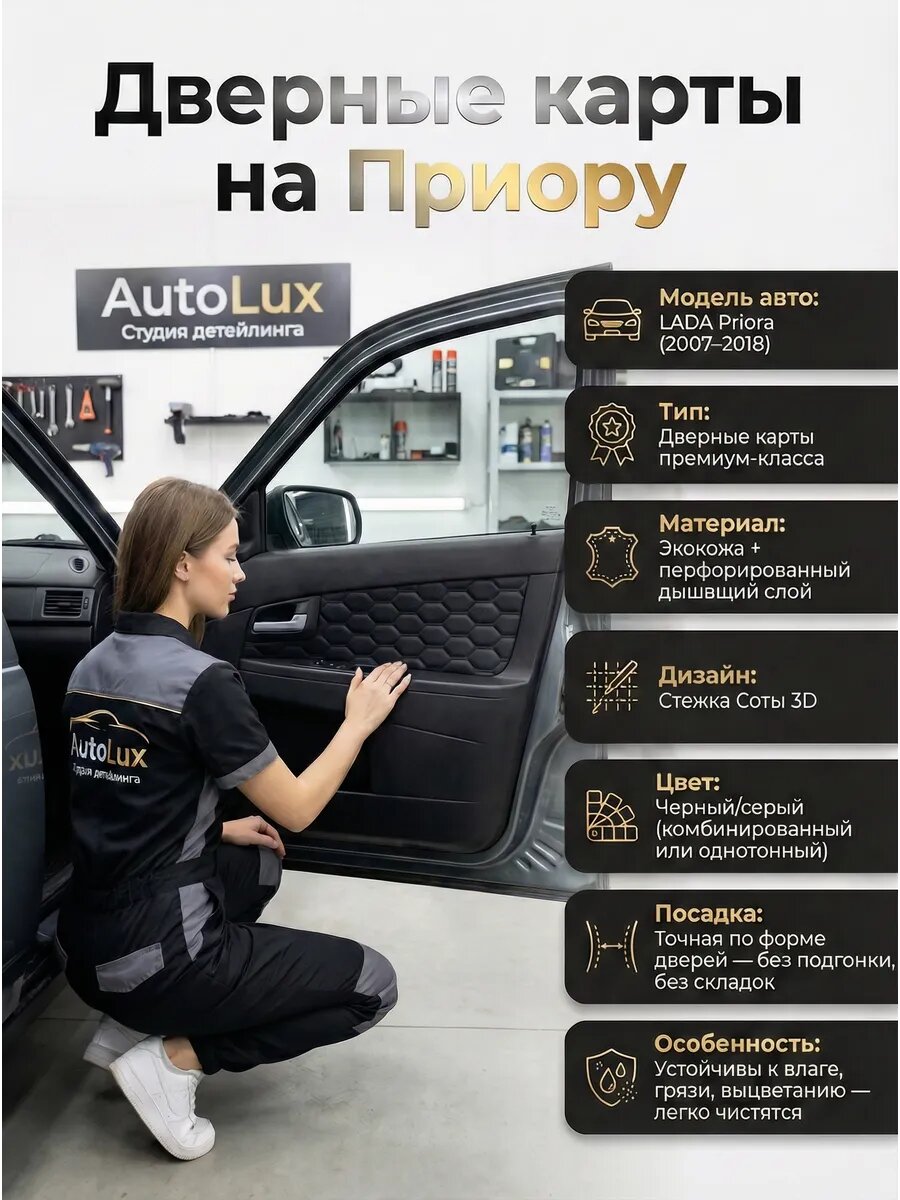 Дверные карты из экокожи на Лада Приора