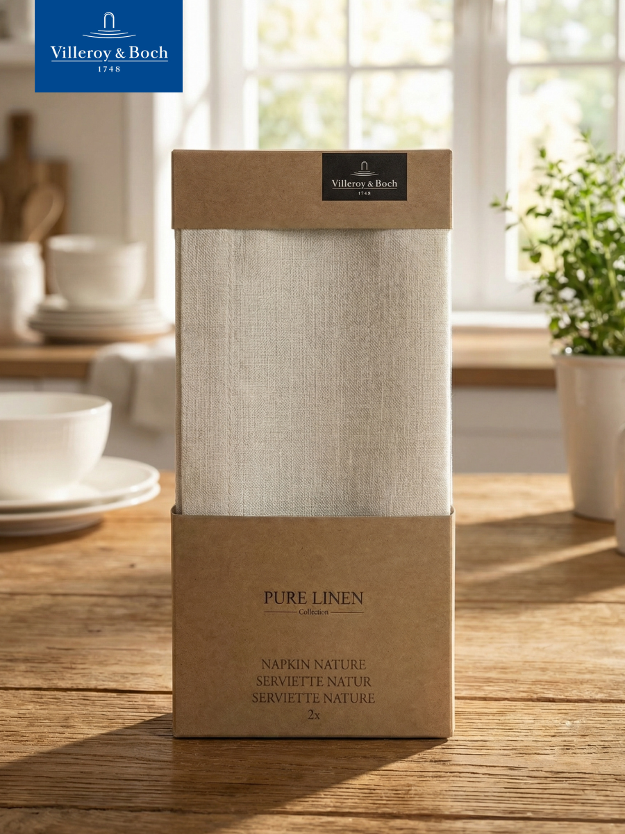 Льняные салфетки бежевые 2 шт, 40х40 см, E Pure Linen Napkin Nature 2S