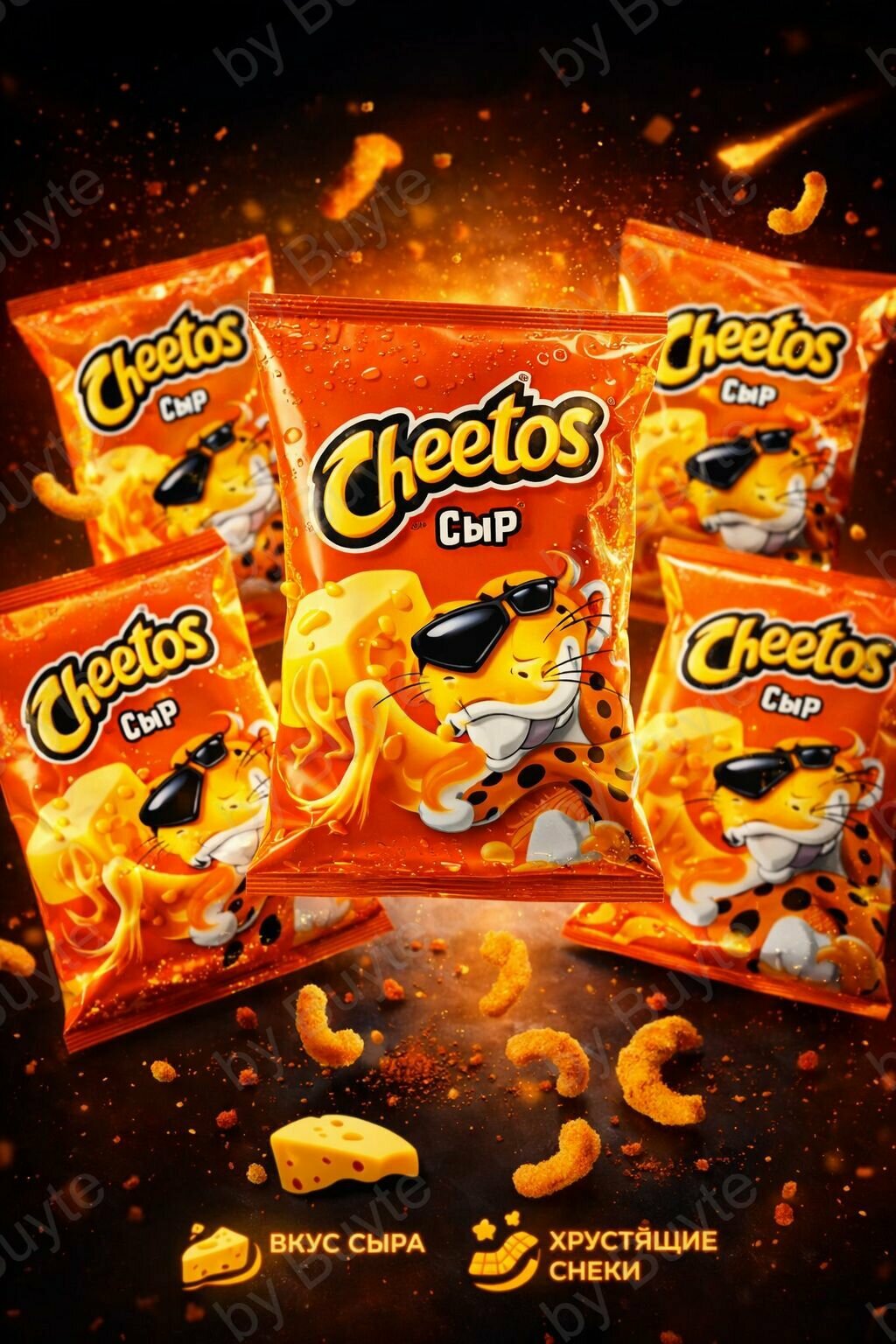 Кукурузные снеки-чипсы Cheetos/ Читос Сыр, 5 по 50г