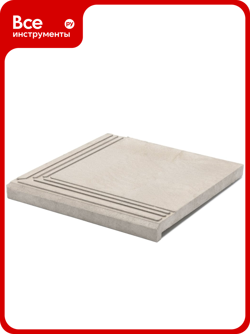 Ступень угловая полимерпесчаная weeco Берлин 340х340х23мм, цвет светло-серый, 4шт БУСС4