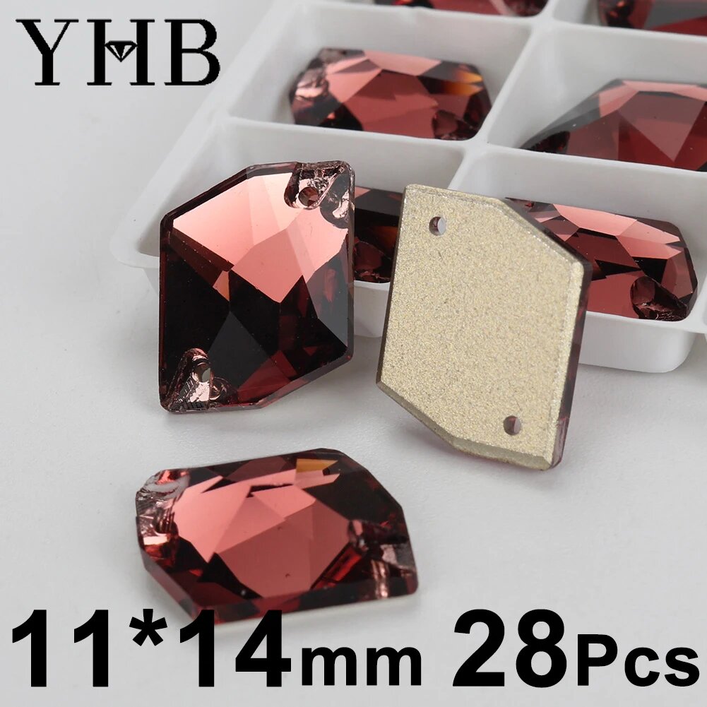 Бордовые швейные камни YHB Cosmic 11X14mm 28шт