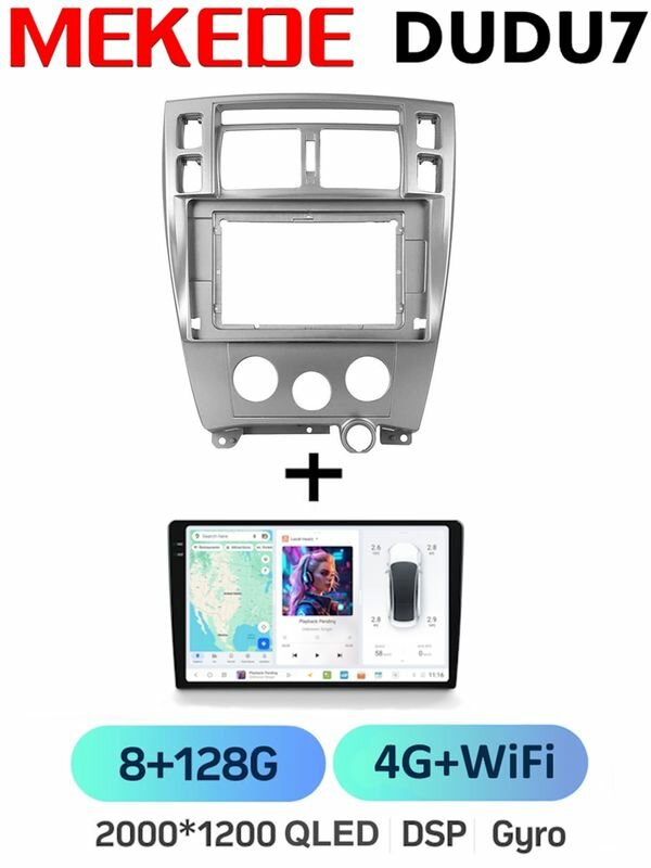 Магнитола Mekede 10" DUDU7 8/128 Gb для Hyundai Tucson 1 2004-2009 carpay Android