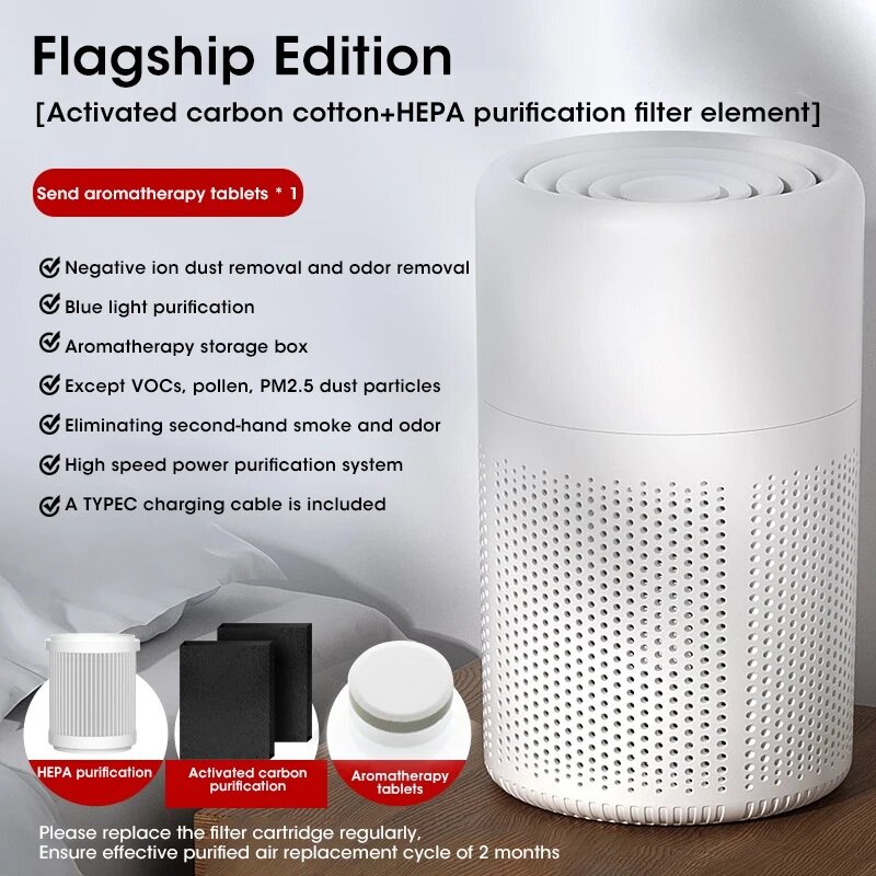 Мини очиститель воздуха HEPA USB 5В для дома Air purifier