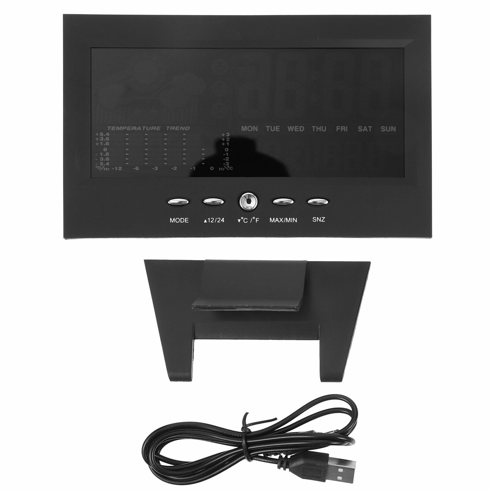 Набор Цифровой Календарный Будильник С Чёрным Экраном Отображает День Недели И Дату 13 5X10 1X5 5CM