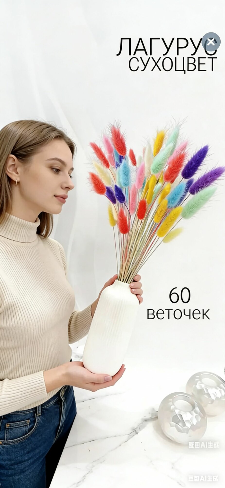 Сухоцветы, 60 шт — фото 1