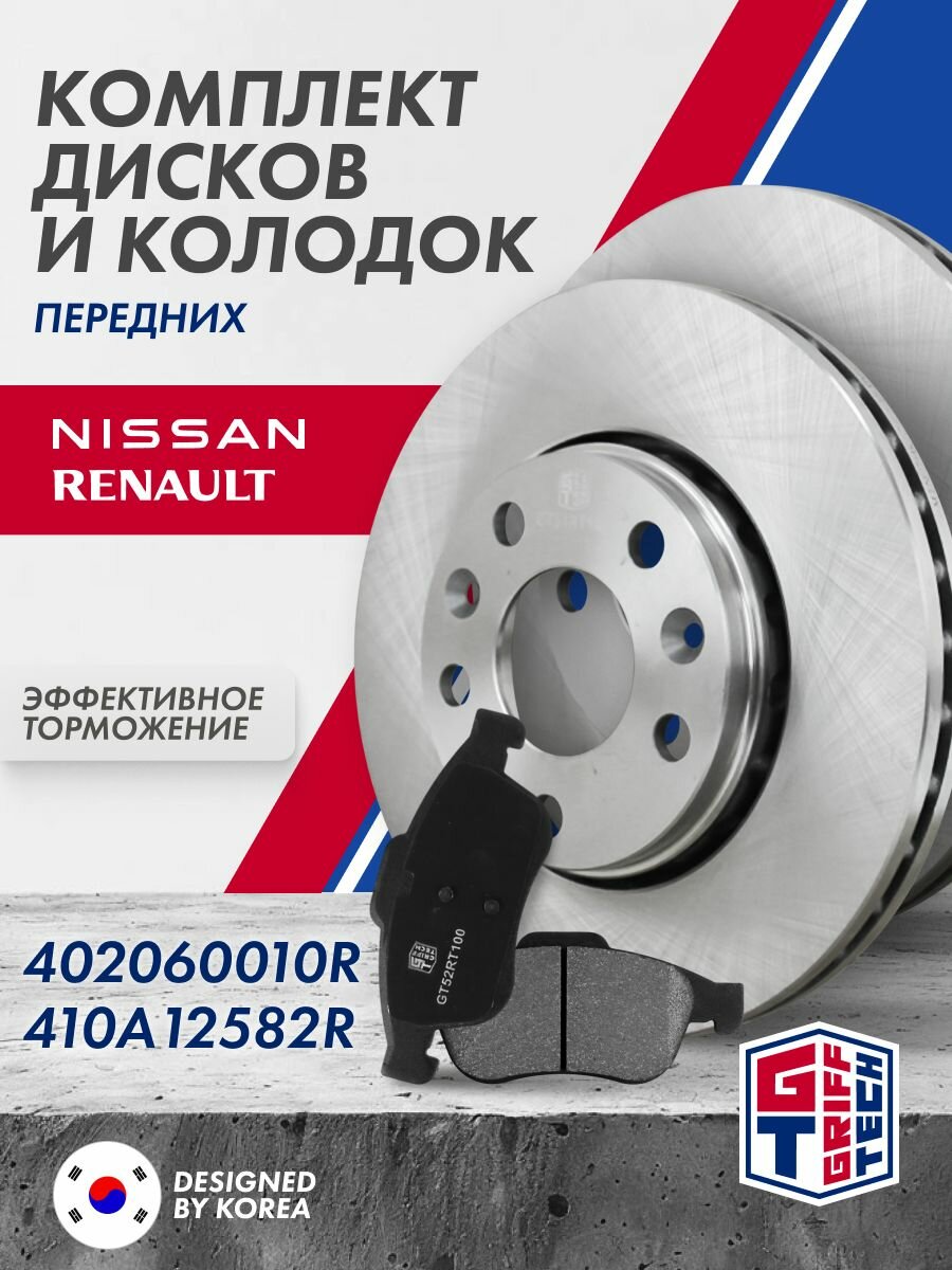 Комплект передних тормозных дисков с колодками Renault Duster, Kaptur, Nissan Terrano ; 402060010R 410A12582R