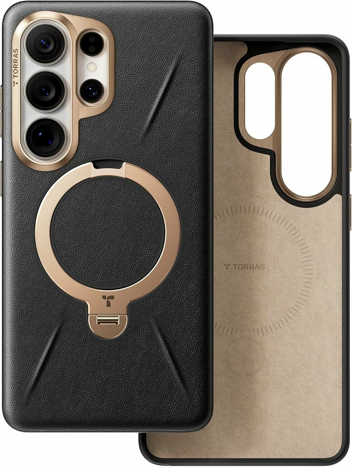Чехол TORRAS Ostand Q3 VegSkin for Samsung Galaxy S26 Ultra Case Leather, 360 Magnetic Stand Fit for MagSafe Iovry Black