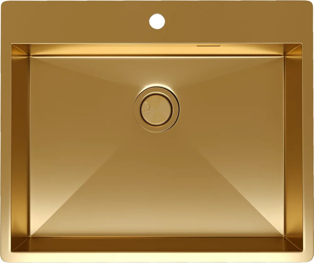 Мойка кухонная Reflexion Iseo RX2260GD металлическая, 60x50, прямоугольная, мойка для кухни, врезная, под столешницу, золотая