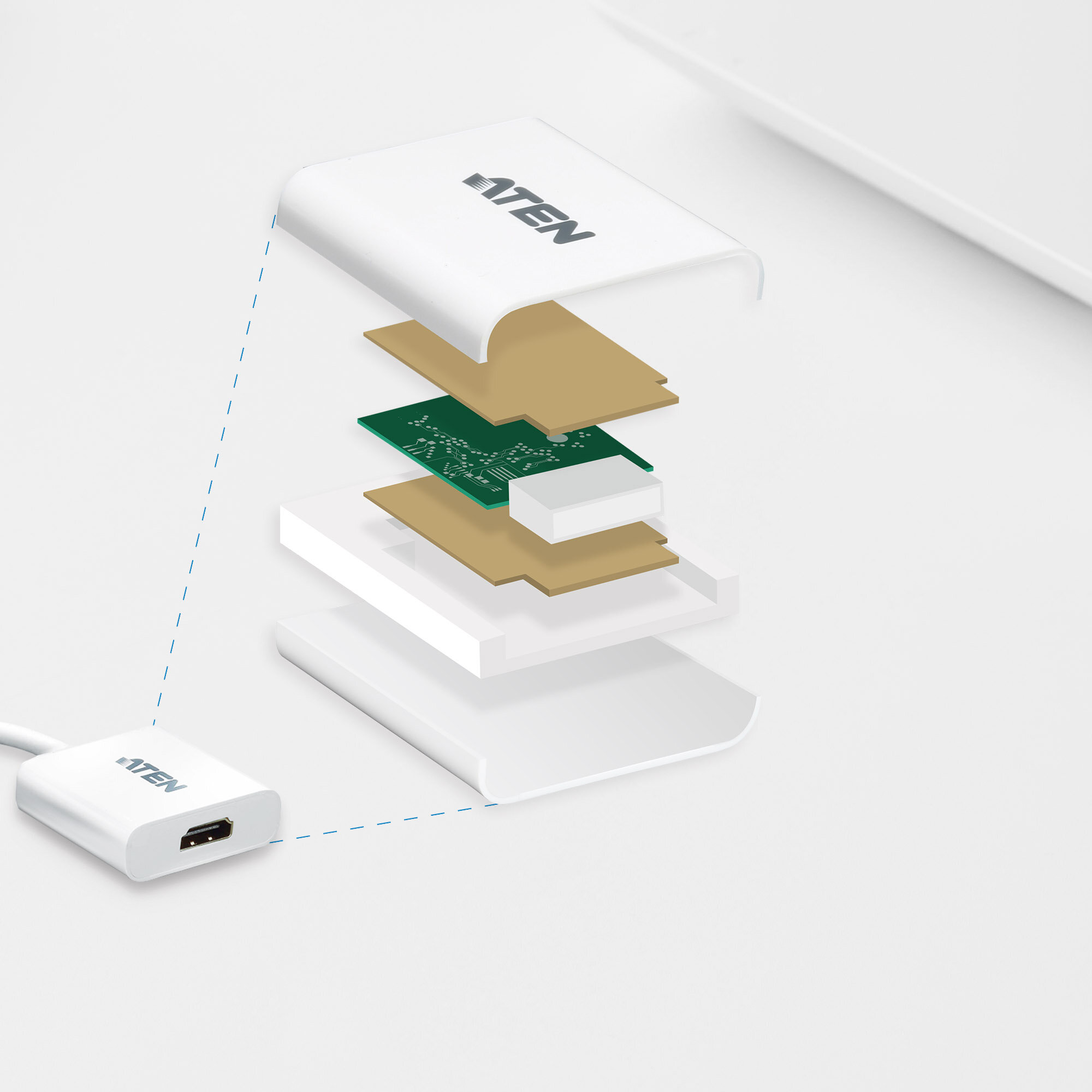 Конвертер интерфейсов ATEN VC985-AT HDMI - DisplayPort, белый — фото 1