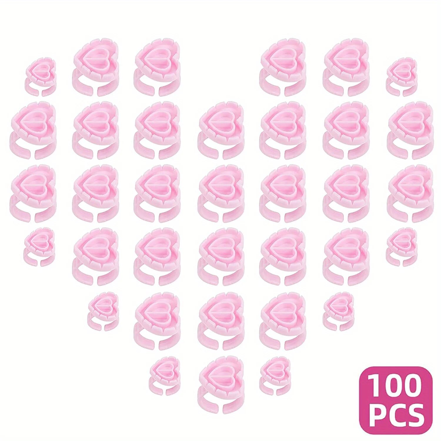Розовые держатели для клея для ресниц, 100 шт