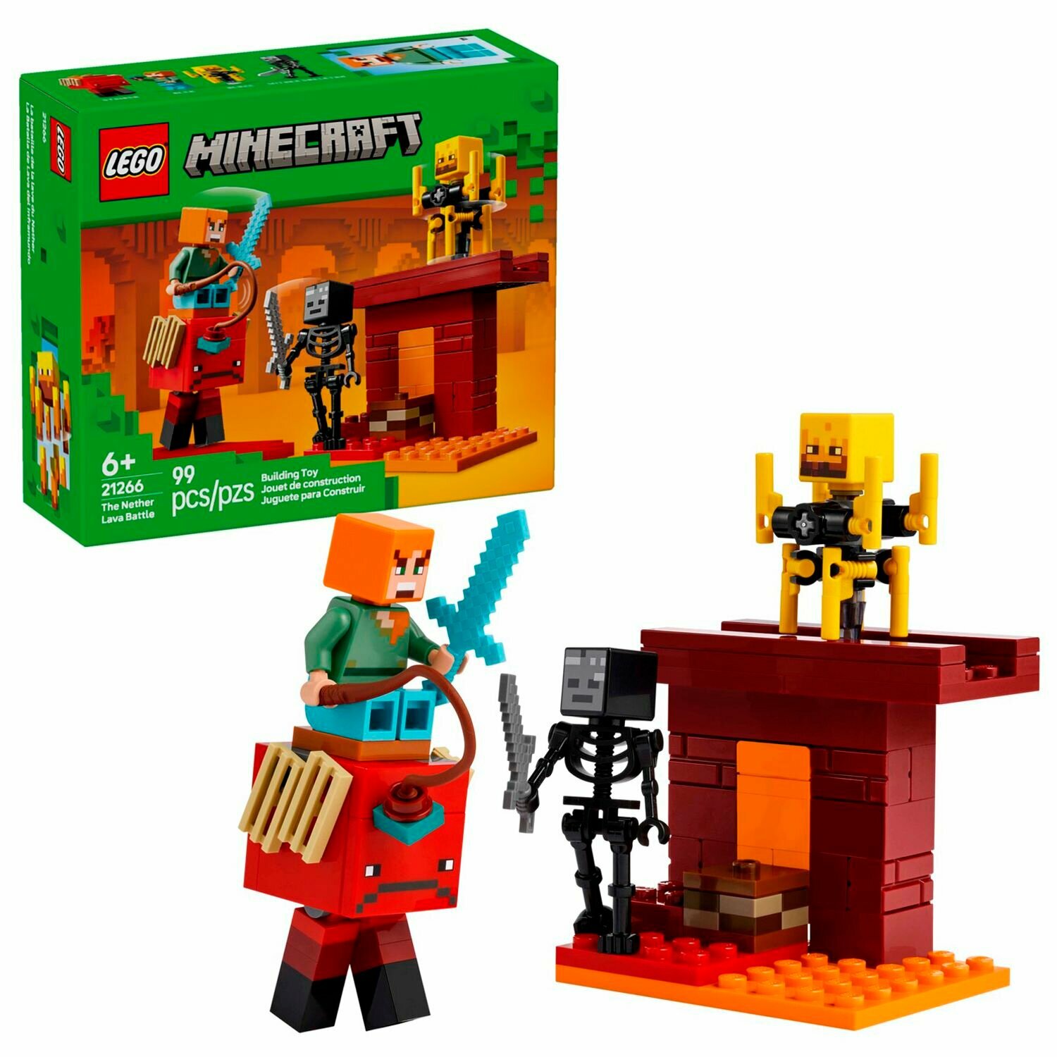 Конструктор детский LEGO Minecraft Битва в лаве Невер, 99 деталей, возраст 6+, 21266