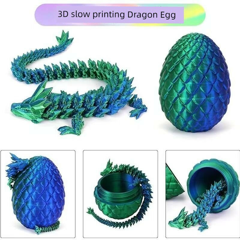 3D-печатное игрушечное яйцо дракона, разноцветное украшение в виде дракона из драгоценных камней, реалистичное яйцо