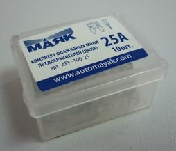 Предохранитель флажковый MINI 25А (10шт) в боксе (маяк) (100)***