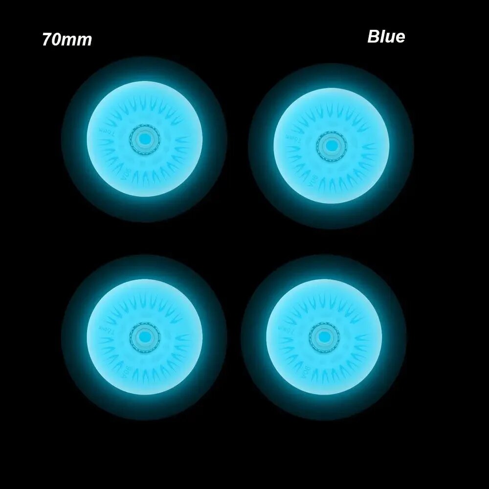 Светодиодные роликовые колеса 4 шт, 80/76/72/70/68/64/60/62 мм Голубой, 70mm-Blue