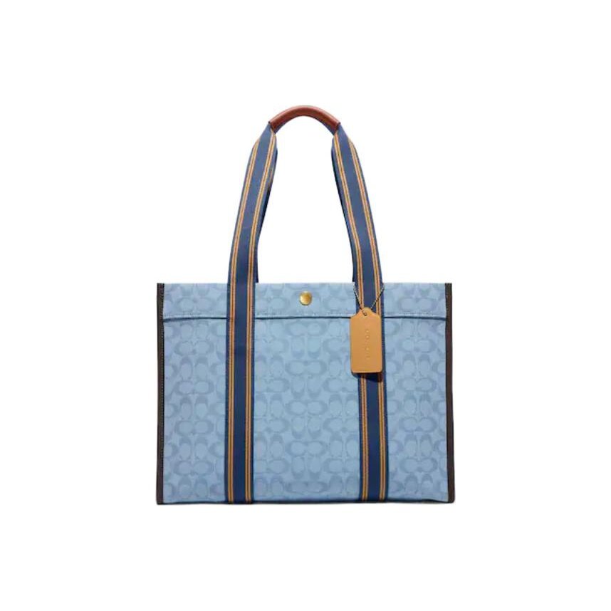 Сумка Coach Spin, фактура пэчворк, синий/коричневый — фото 1