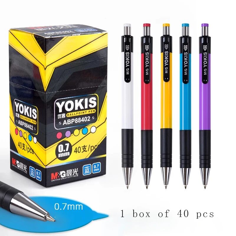 Шариковая ручка YOKIS 0,7 мм, синяя, 40 шт