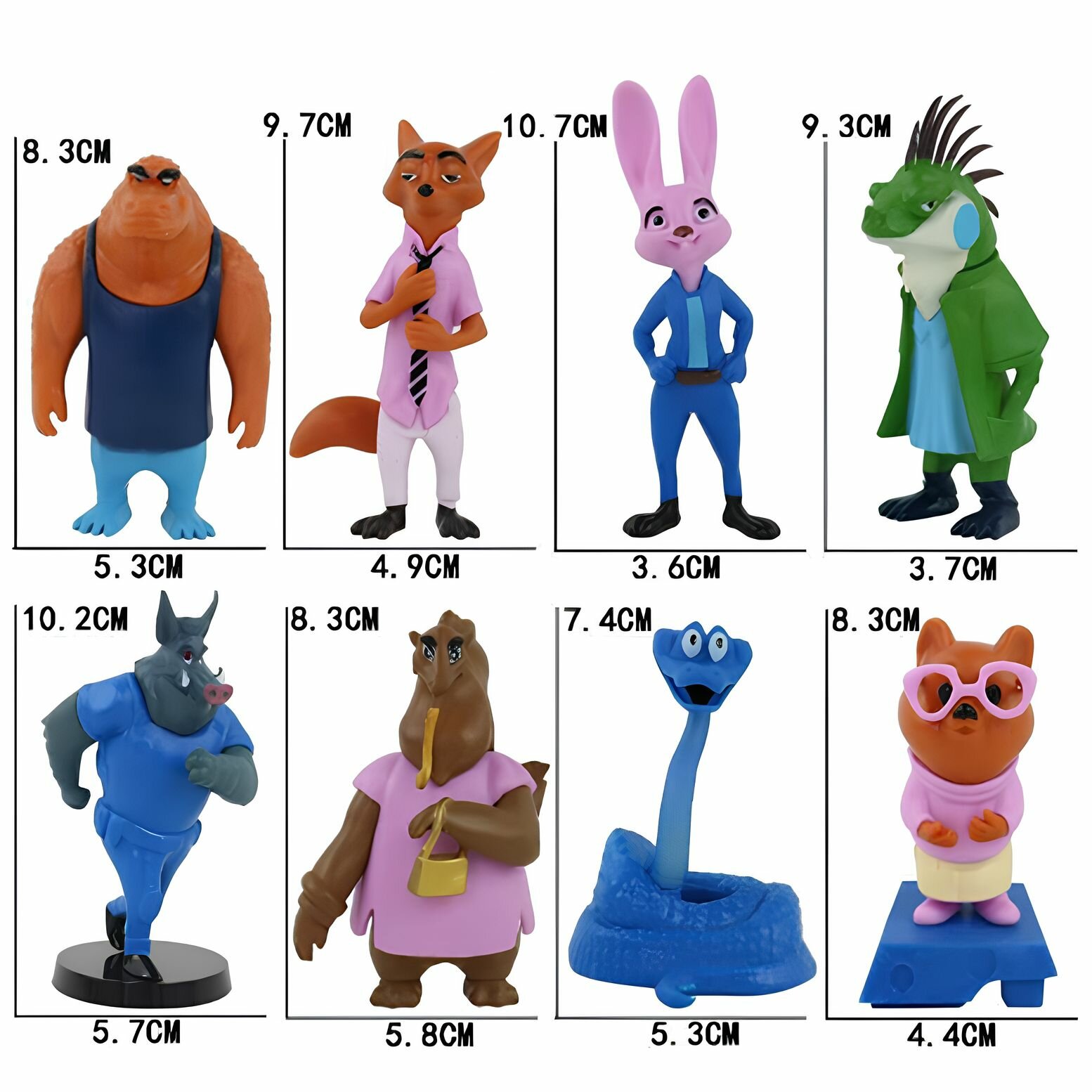 Набор фигурок Холодное сердце , Анна, Эльза, Олаф, Кристофф модель Zootopia 8шт (8-11см, пакет)