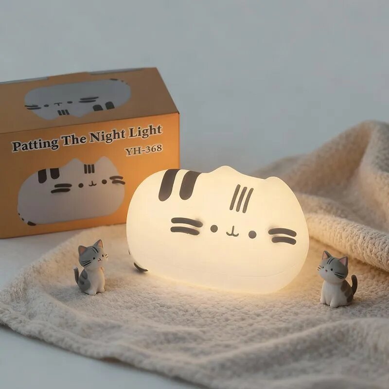 Ночник детский силиконовый котик Patting The Night Light YH-368 настольный с теплым белым светом и регулировкой яркости