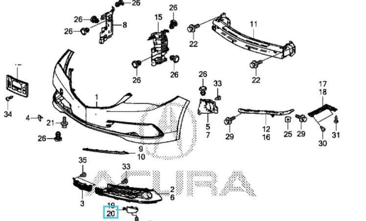 Пояс, лев. часть передн. бампера; Артикул Honda/Acura: 74114TZ3A00 (Оригинал)
