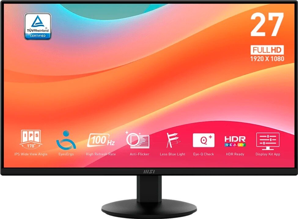MSI Монитор 27.0 MSI PRO MP272L 9S6-3PD6CT-008, 1920x1080, IPS, черный (HDMI, DP)