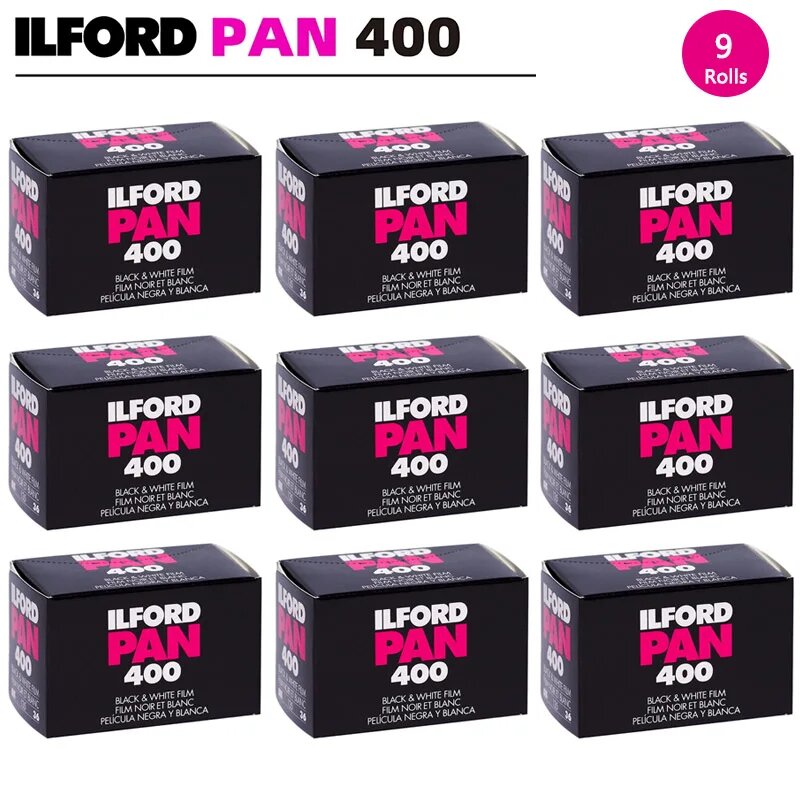 ILFORD Pan 400 35 мм черно-белая пленка 9 rolls