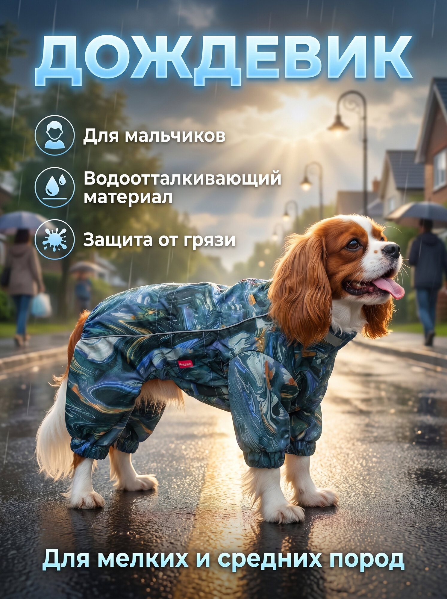 Дождевик для собак мальчиков (мелкие и средние породы)