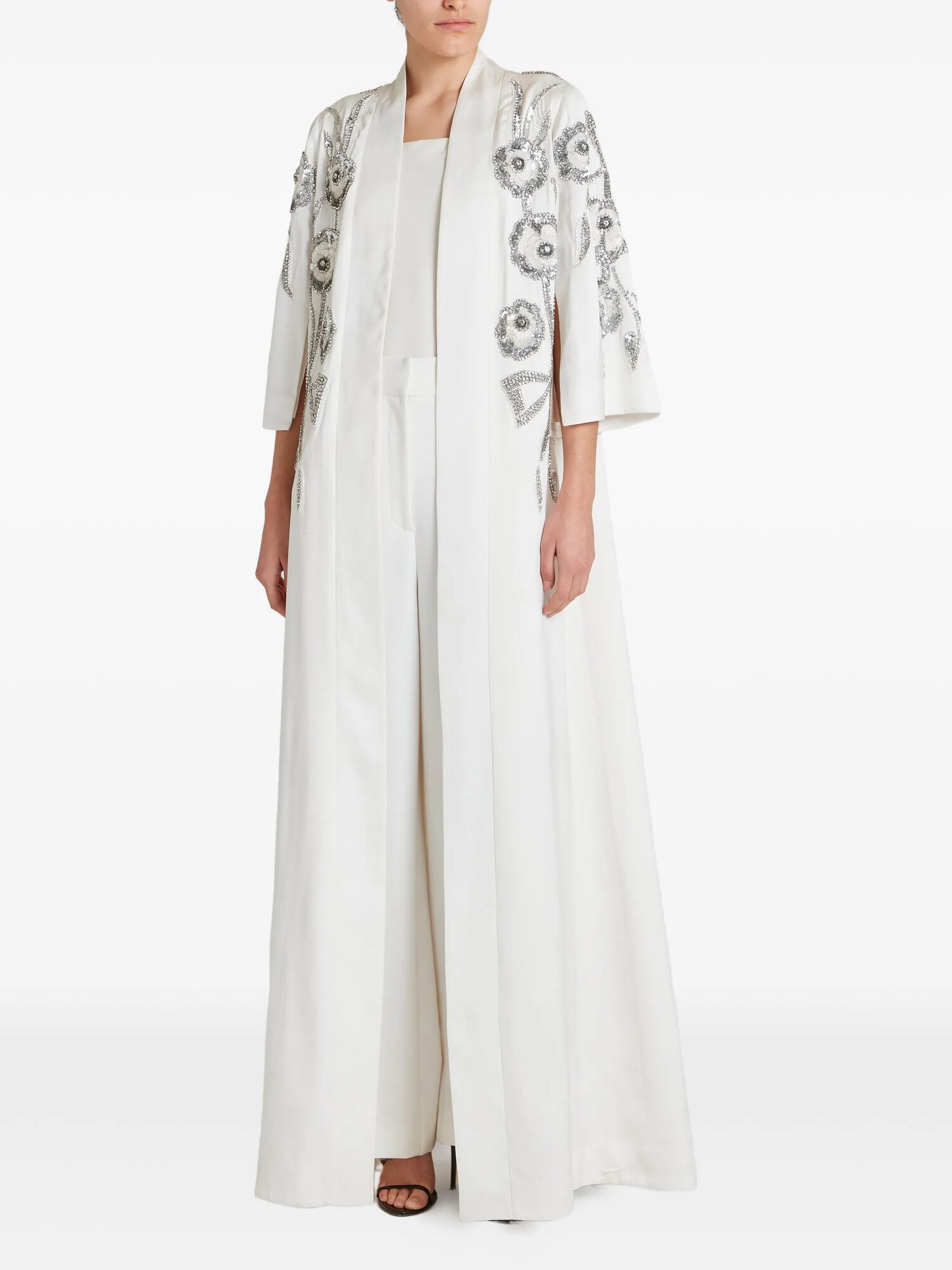 Накидка Temperley London Lana, размер 10, бежевый/белый — фото 1