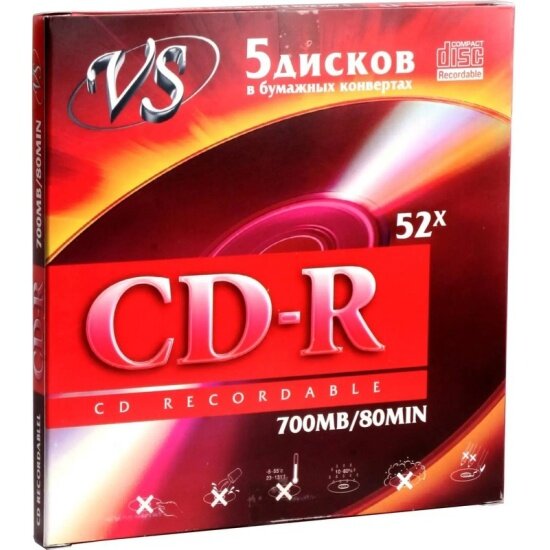 Диск VS CD-R 52x конверт 5 шт (CDRK501)