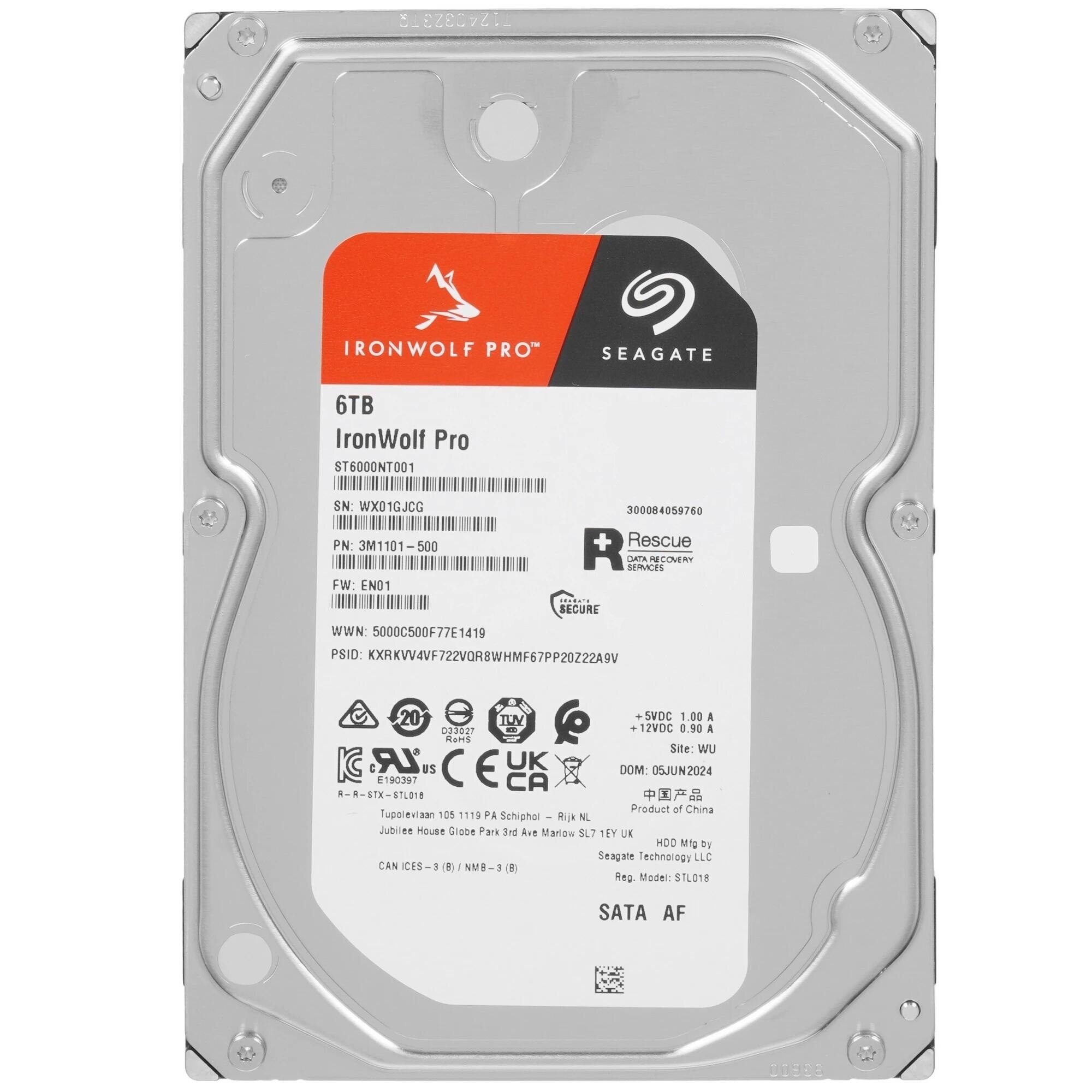 Жесткий диск 6TB Seagate Ironwolf Pro (ST6000NT001) SATA 6.0Gb/s, 7200 rpm, 256mb buffer, 3.5", для NAS