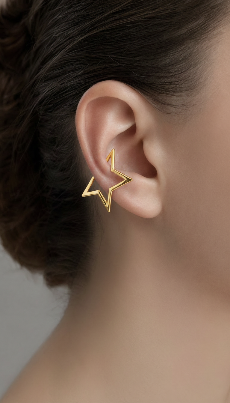 Серьги каффы, серебро, 925 проба, золочение