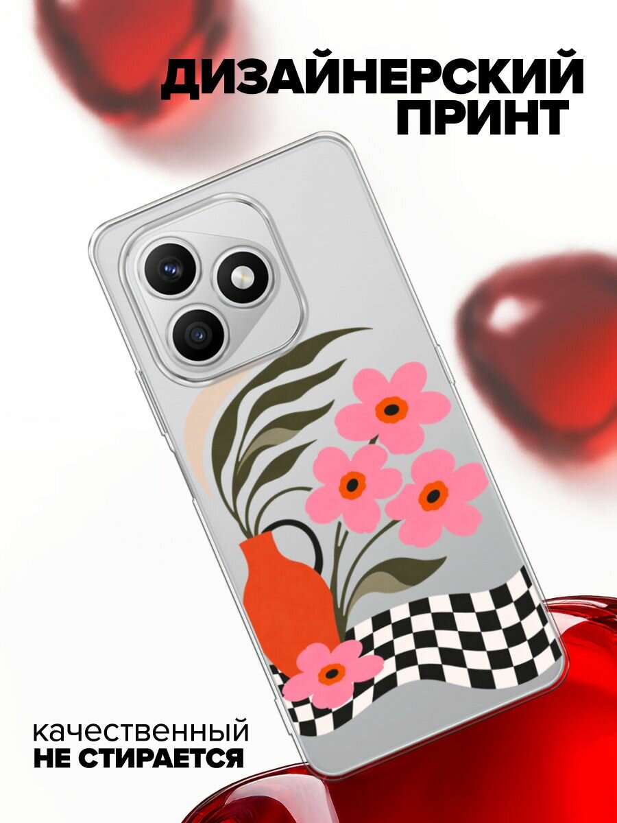 Силиконовый чехол на Honor X8d / Хонор X8d с принтом Ваза с цветами — фото 1