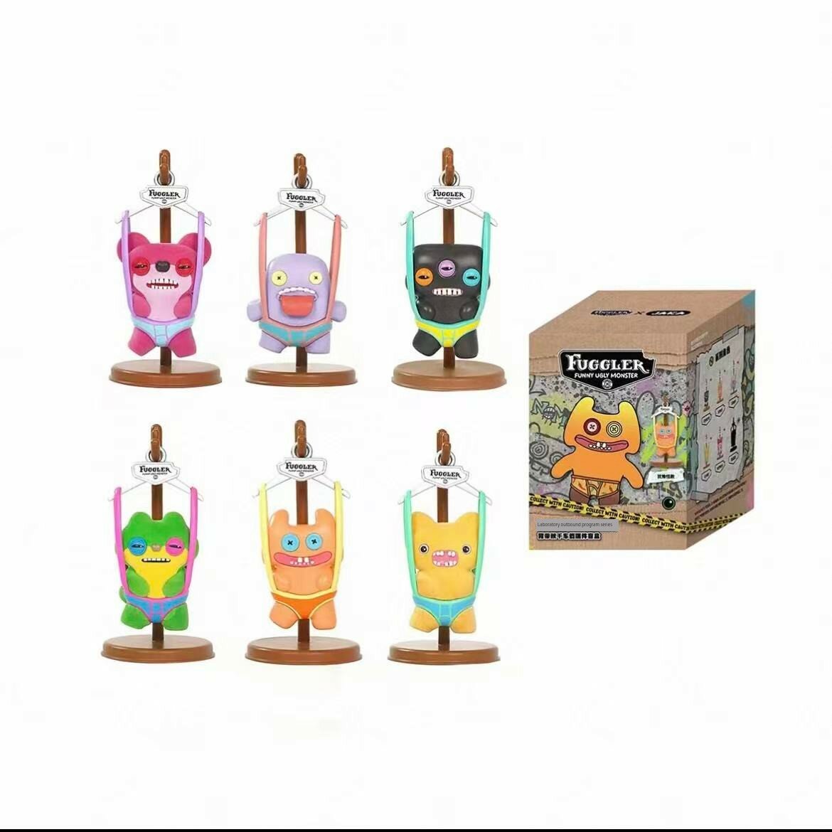 Оригинальная фигурка Fuggler Cute Tooth Monster Escape Plan Swing Set Blind Box Ремешок-шезлонг в случайной упаковке