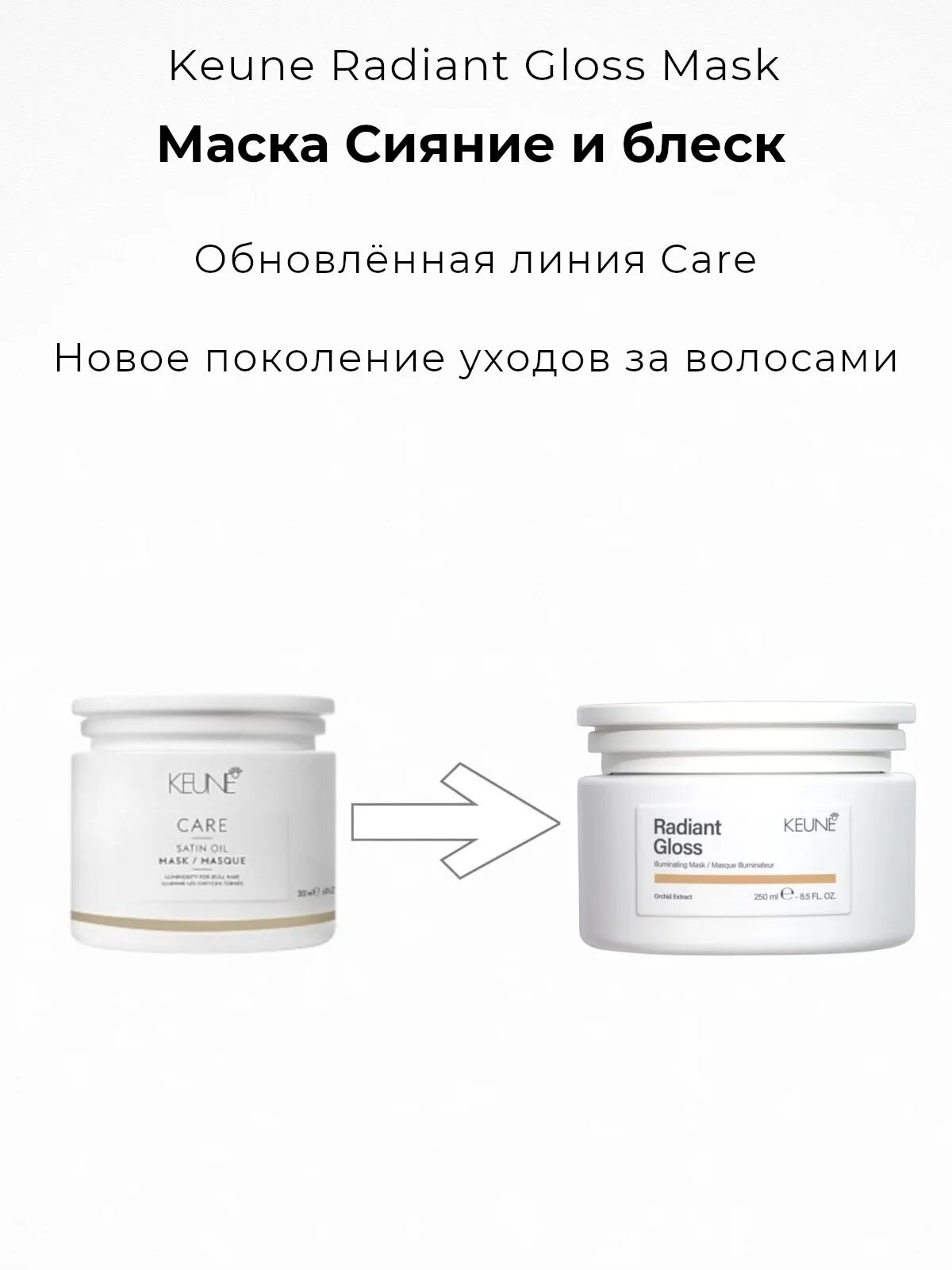 Маска для волос Keune Radiant Gloss Mask, Сияние и блеск, 250 мл