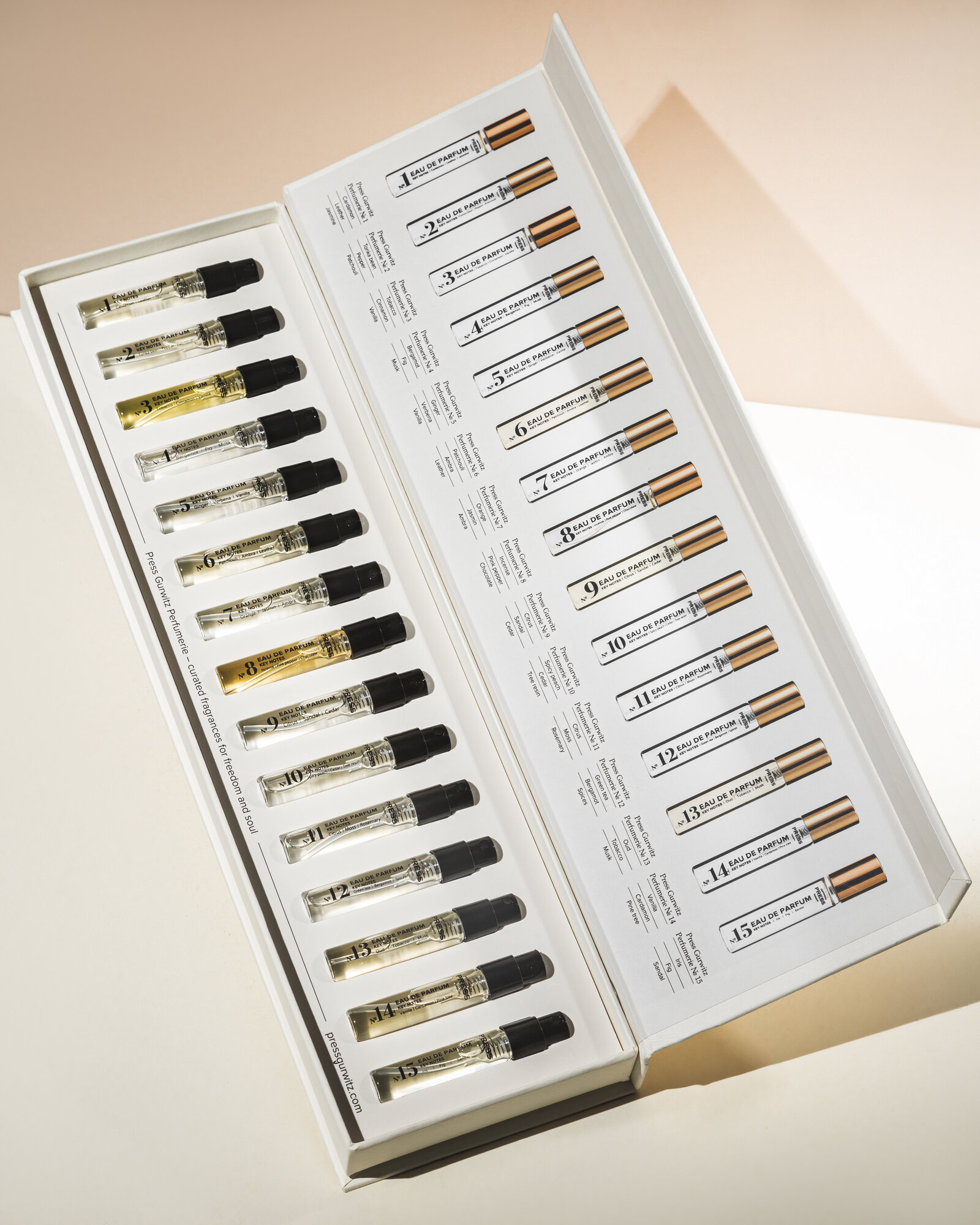 Подарочный набор для женщин Press Gurwitz Perfumerie Discovery Set, унисекс, 15 ароматов, 2.5 мл в магнитном футляре